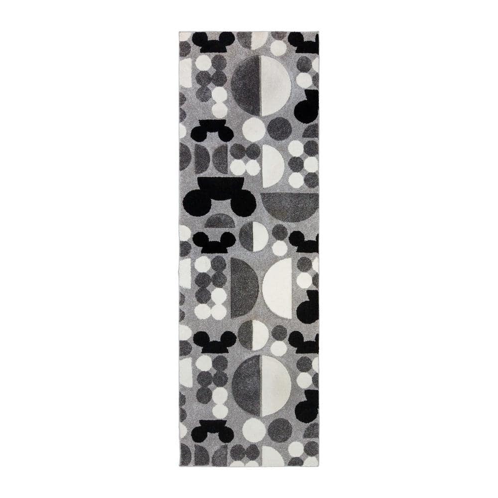 Disney Mickey Mouse Gray/Black 3 ft. x 8 ft. Bravo Spheres Geometric ...