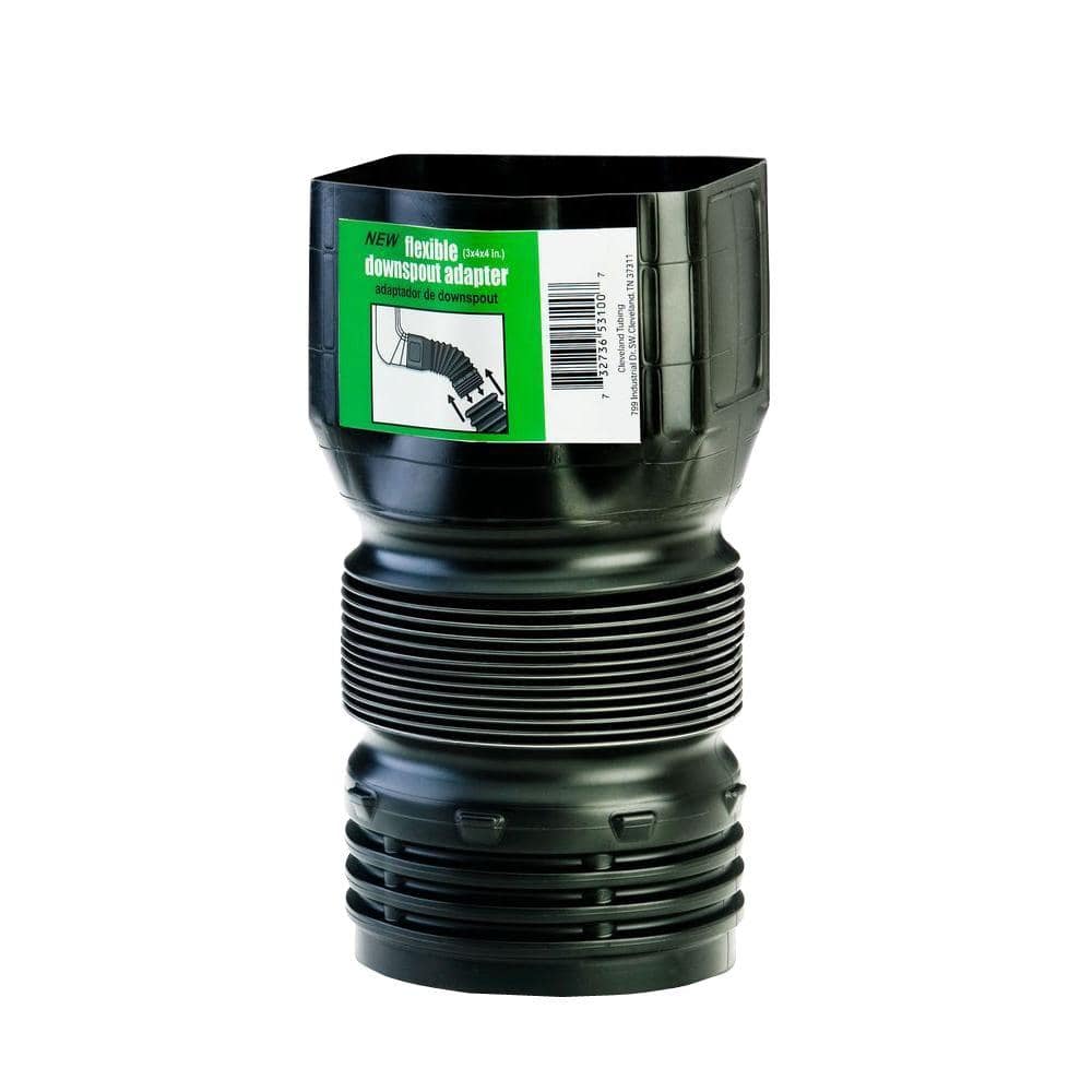 Amerimax Home Products FLEX Drain 3 in. x 4 in. x 4 in. Black Copolymer ...