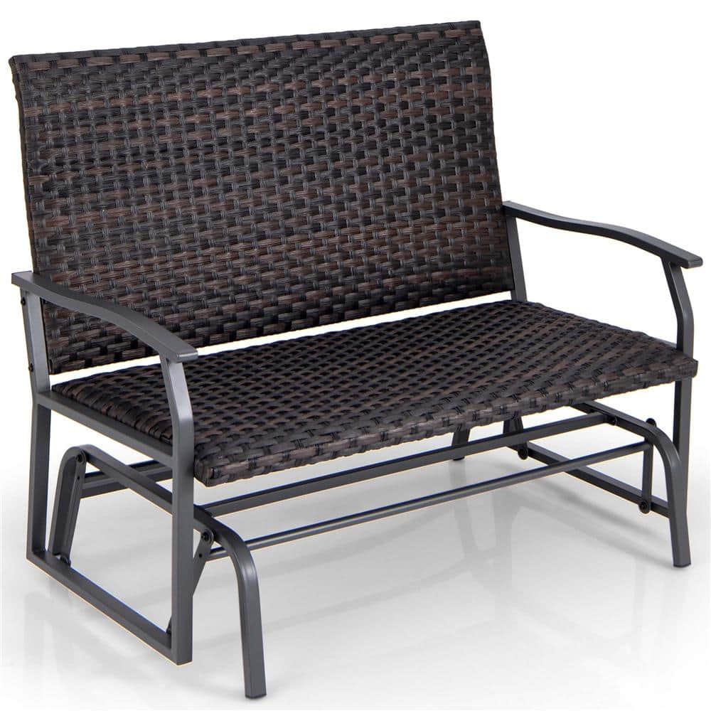 Costway 47 in. 2-Person Brown All Weather/Weather Resistant Metal Patio ...