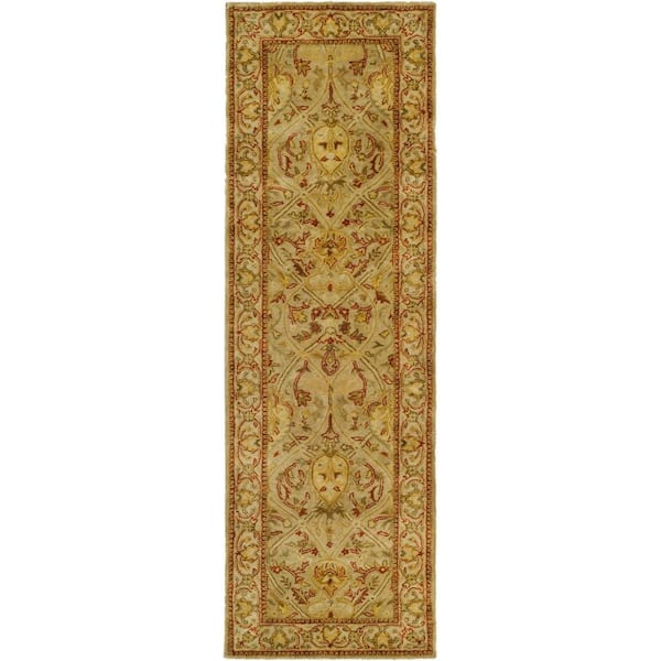 SAFAVIEH Persian Legend Moss/Beige 3 ft. x 14 ft. Border Runner Rug ...