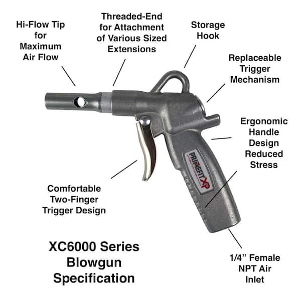 Osha Approved Blow Gun Pistol Grip Blow Gun Kit, Safety Tip Nozzle And