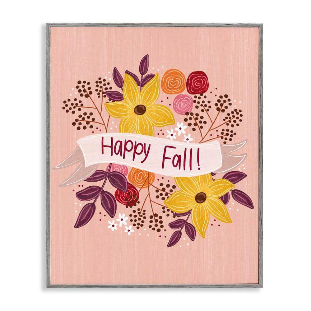 Stupell Industries Celebrate Floral Fall by Emily Cromwell Gray Framed Nature Giclee Art Print ...