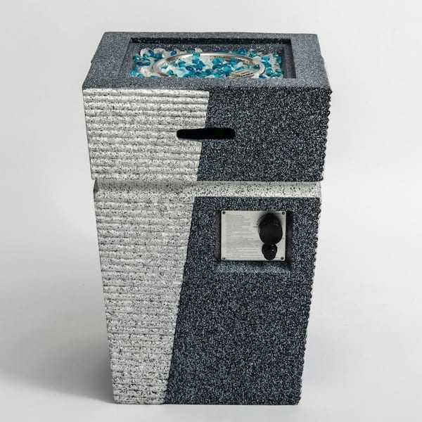 20 in. Light Grey-Blue 40000 BTU Square Steel Outdoor Propane Gas Fire ...