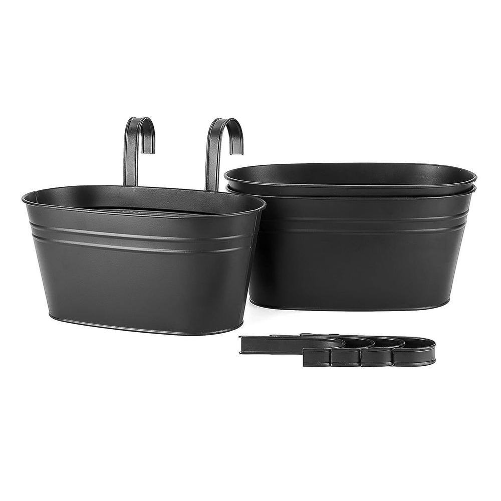 Primehome 3 Pieces Hanging Plastic Flower Pots for Railing Fence Bucket ...
