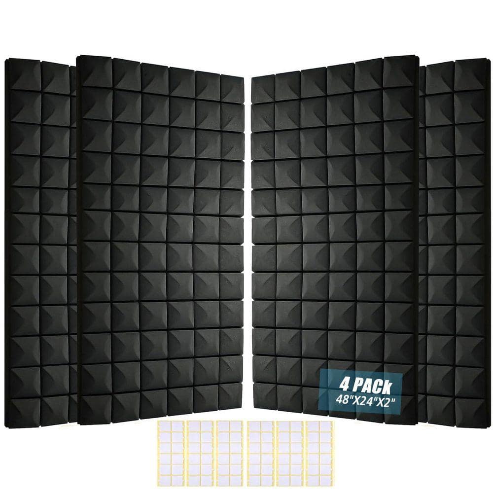 UUDULY 1 in. T x 4 ft. x 2 ft. Black Polyurethane Sound Absorbing Panel ...