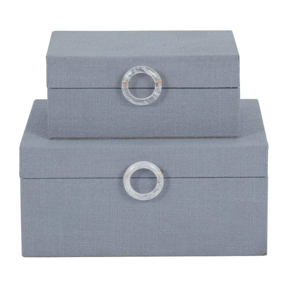 Liv & Skye Denim Blue 7/9 in. Wood Decorative Box (Set of 2) 16786-01 ...