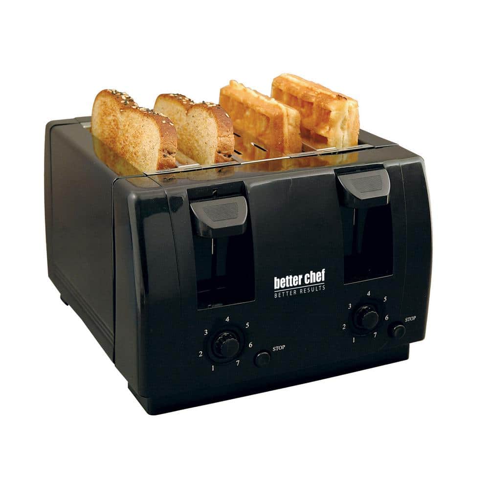 Better Chef Dual-Control 4-Slice Black Toaster 98580213M - The Home Depot