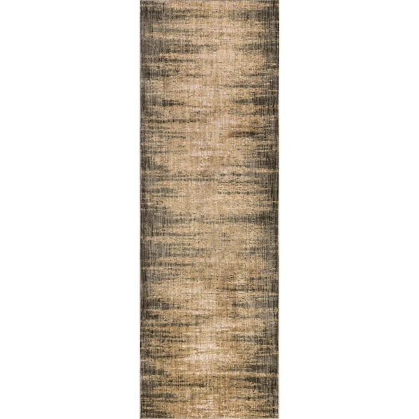 RUGS USA Fiadh Abstract Fringe Green 3 ft. x 8 ft. Indoor/Outdoor Patio ...
