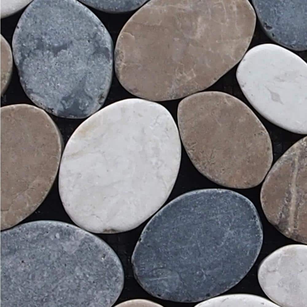 CRUZ BAY STUDIO Pebble Marble Mosaic Tile Sample Color Tan, Off White ...