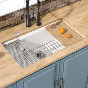 HOMLYLINK Workstation Kitchen Sink 33 x 19 in. Drop-In Single Bowl ...