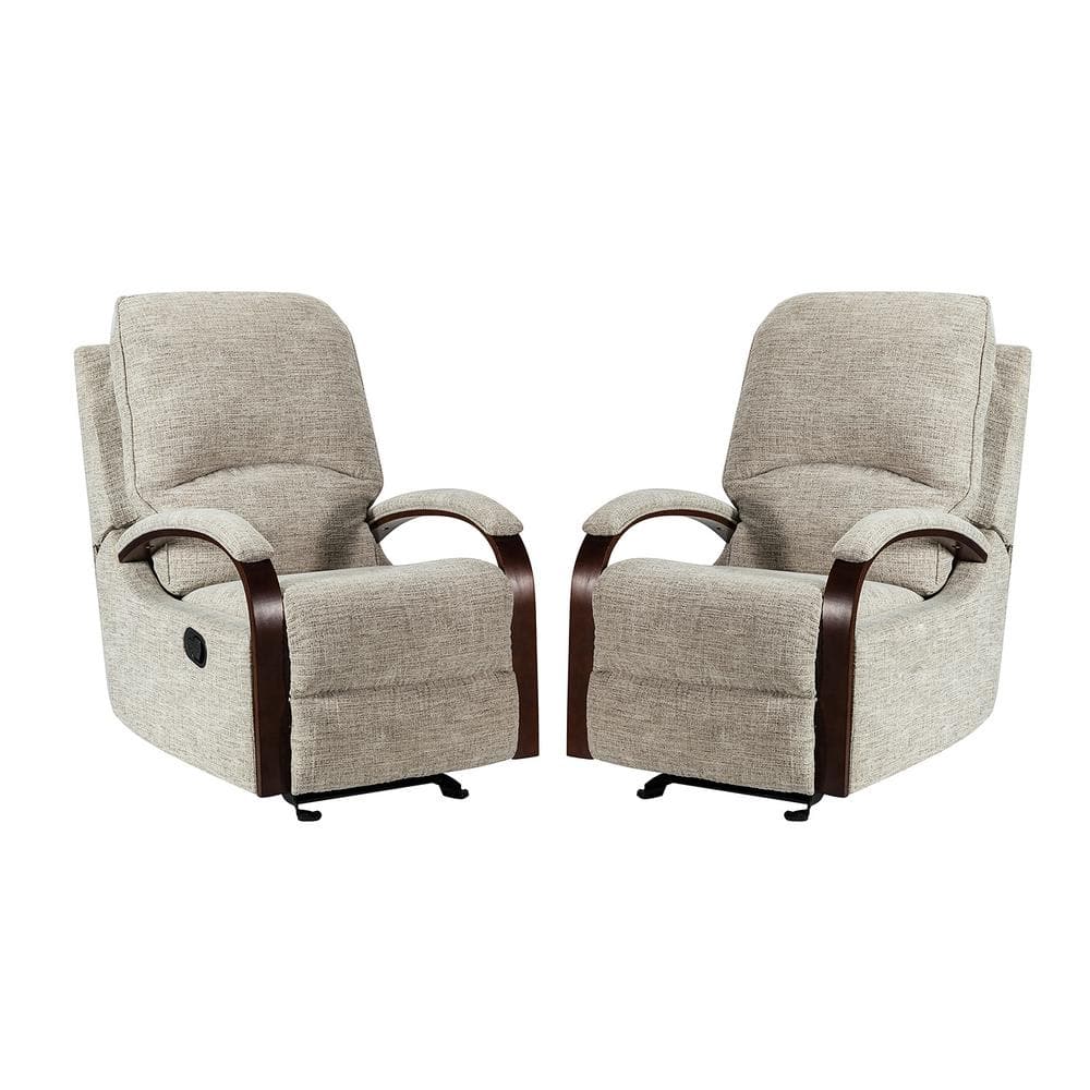 JAYDEN CREATION Deccan Beige Manual Recliner for Living Room (Set of 2 ...