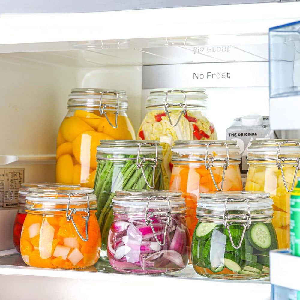 Wudkey 6-Piece Airtight Glass Canister Set with Lids, 17oz. Round Jar ...