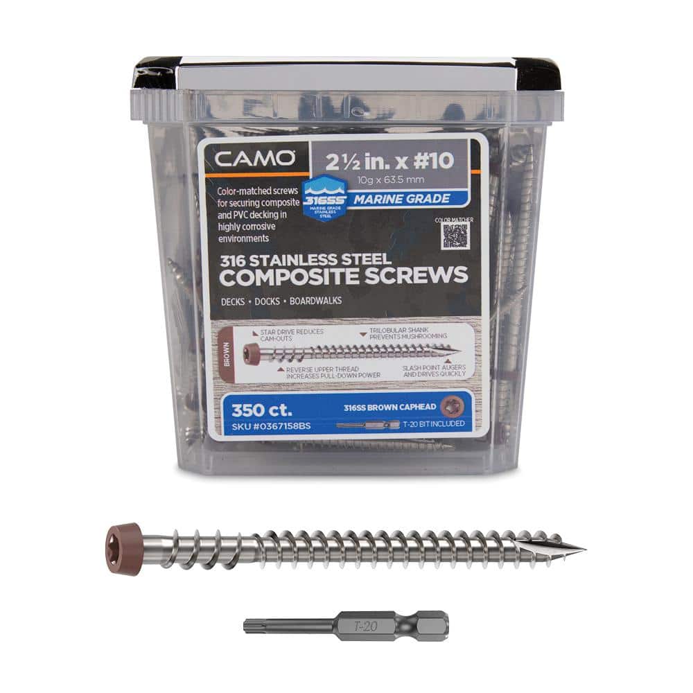 CAMO #10 2-1/2 in. 316 Stainless Steel Star Drive Brown Composite Deck ...