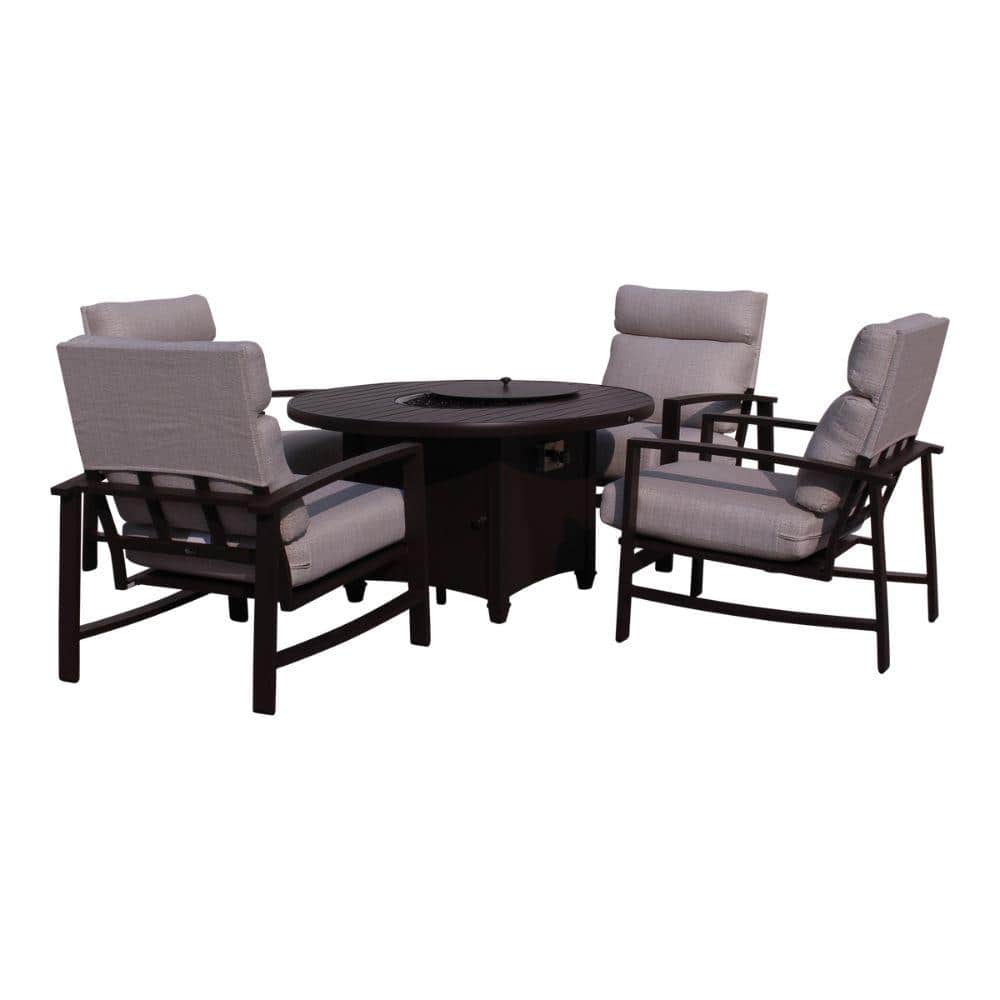 Courtyard Casual Madison 5-Piece Firepit Seating Group Includes: One 48 ...
