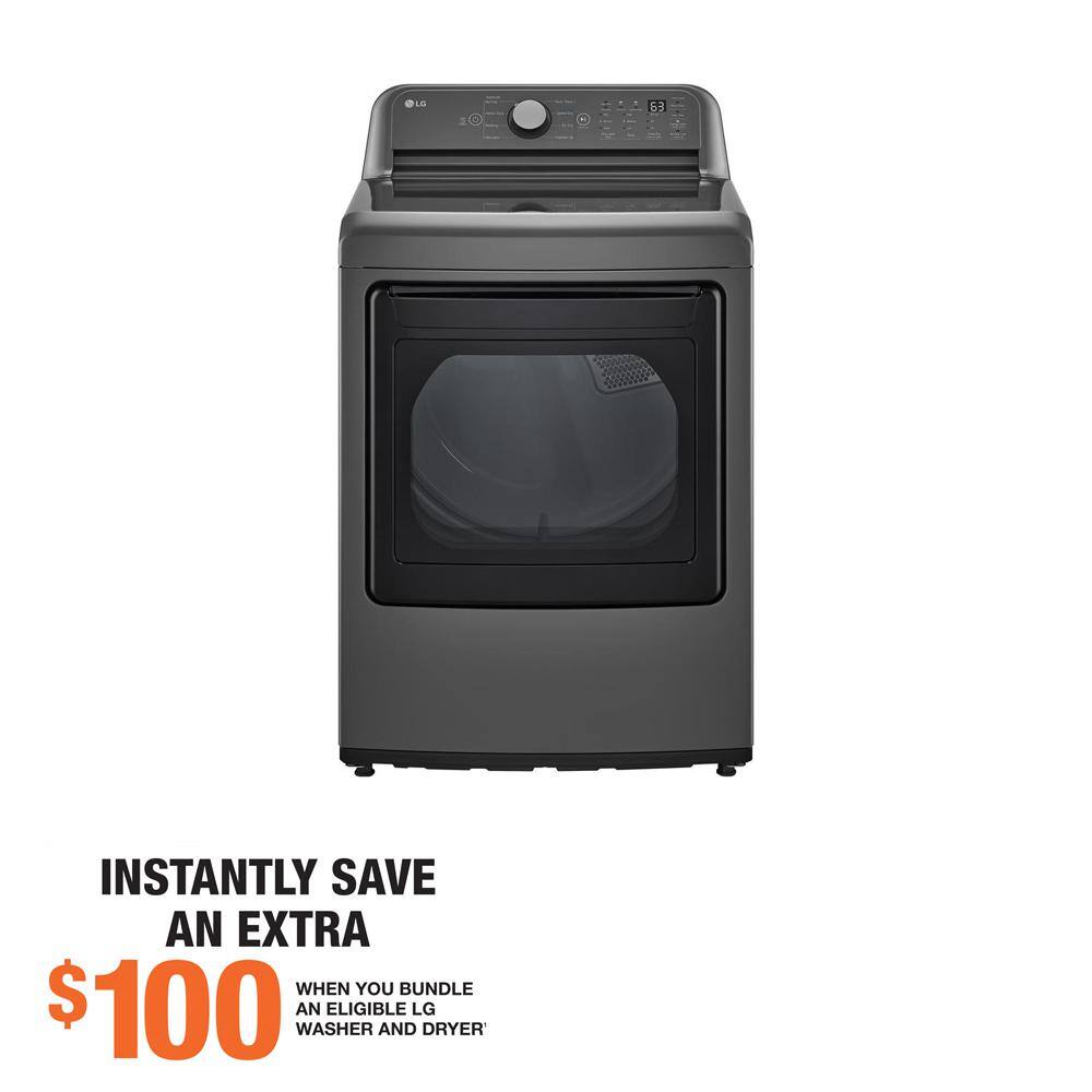 LG 7.3 cu. ft. Vented Electric Dryer in Middle Black with Sensor Dry ...