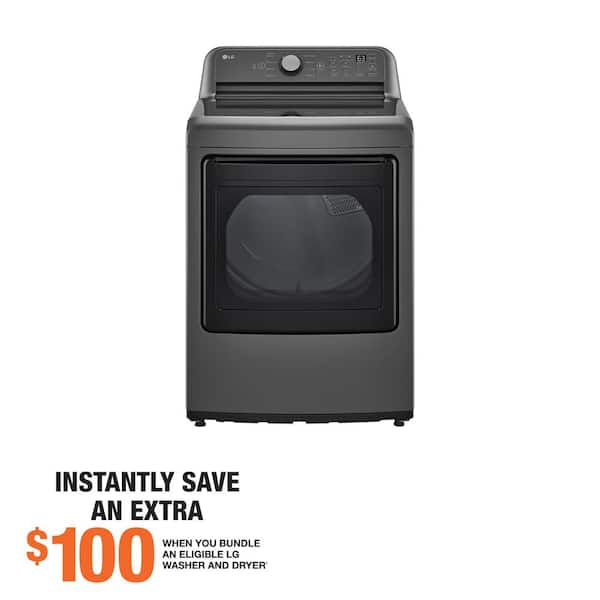 LG 7.3 cu. ft. Vented Electric Dryer in Middle Black with Sensor Dry Technology DLE7150M - The ...