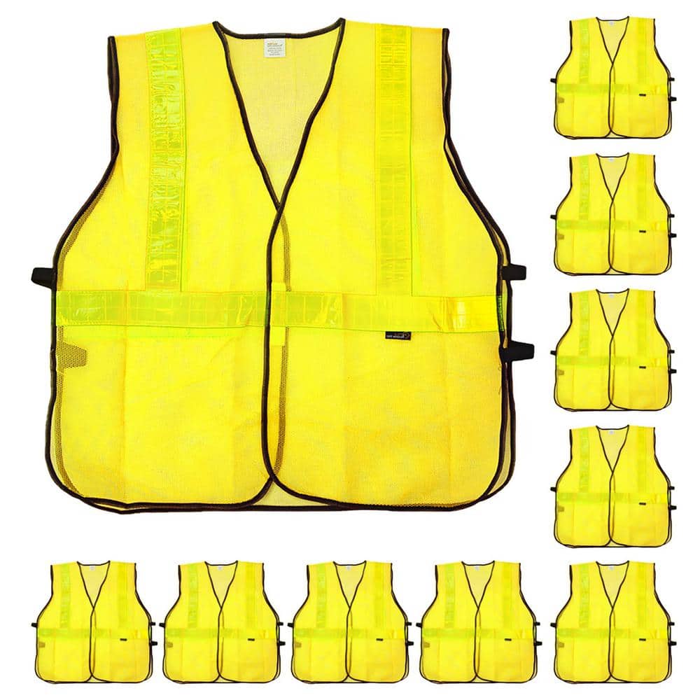 BISON LIFE Yellow, Lattice Reflective Safety Vest, Hook and Loop Closer ...