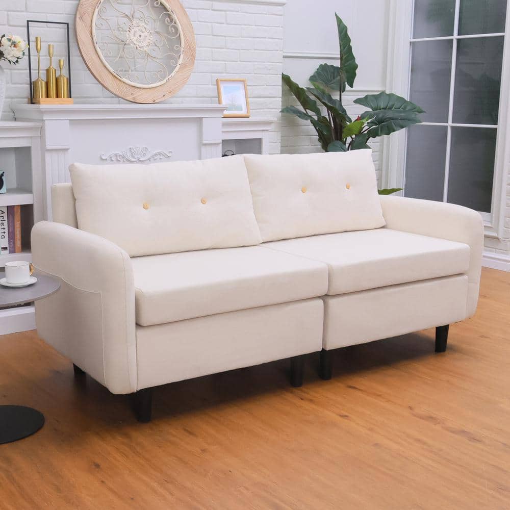Off white faux leather sofa store