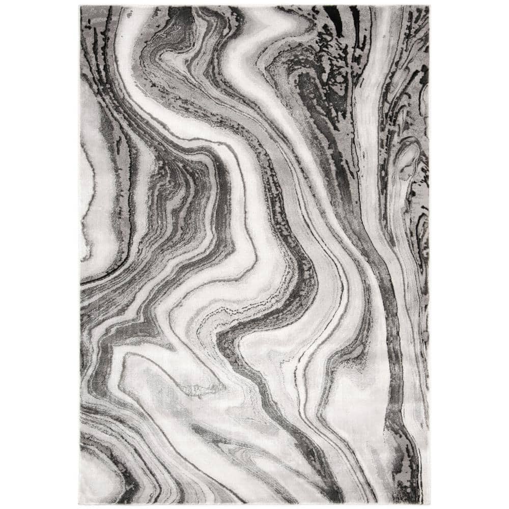 SAFAVIEH Craft Gray/Silver 4 ft. x 6 ft. Marbled Abstract Area Rug ...