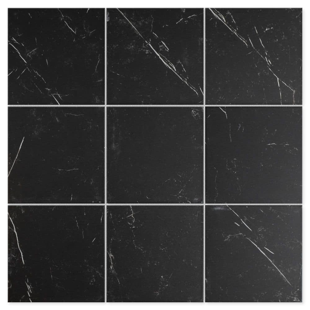 MOLOVO Jonico Night Black Square 8.78 in. x 8.78 in. Matte Porcelain ...