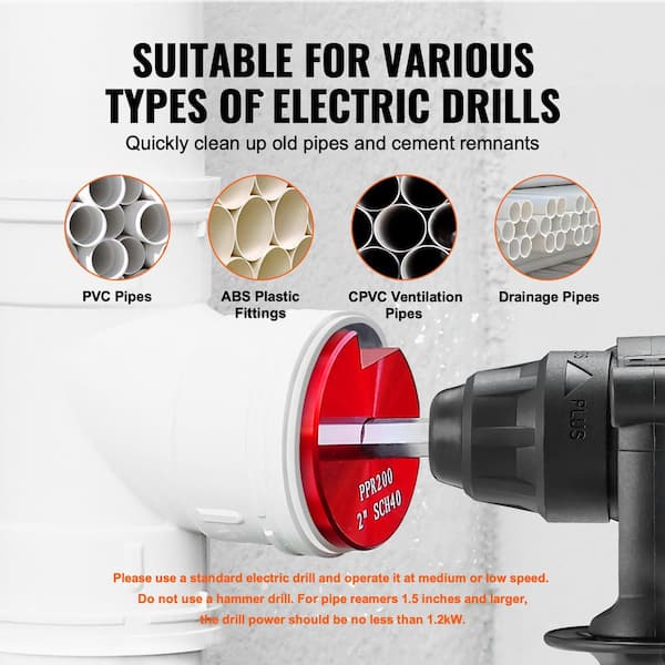 VEVOR PVC Pipe Reamer Kit PVC Pipe Fitting Reamer Plumbing Tools Kit ...
