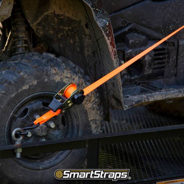 SmartStraps 10 ft. x 1.5 in. Orange Retractable Ratchet Tie Down Straps ...