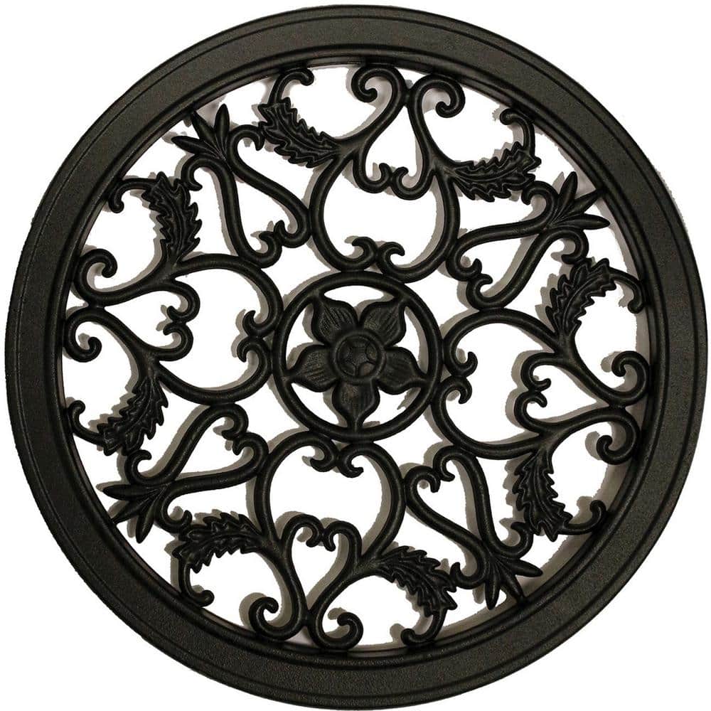 NUVO IRON 15 in. Diameter Round Black Cast Aluminum Fence and Gate ...