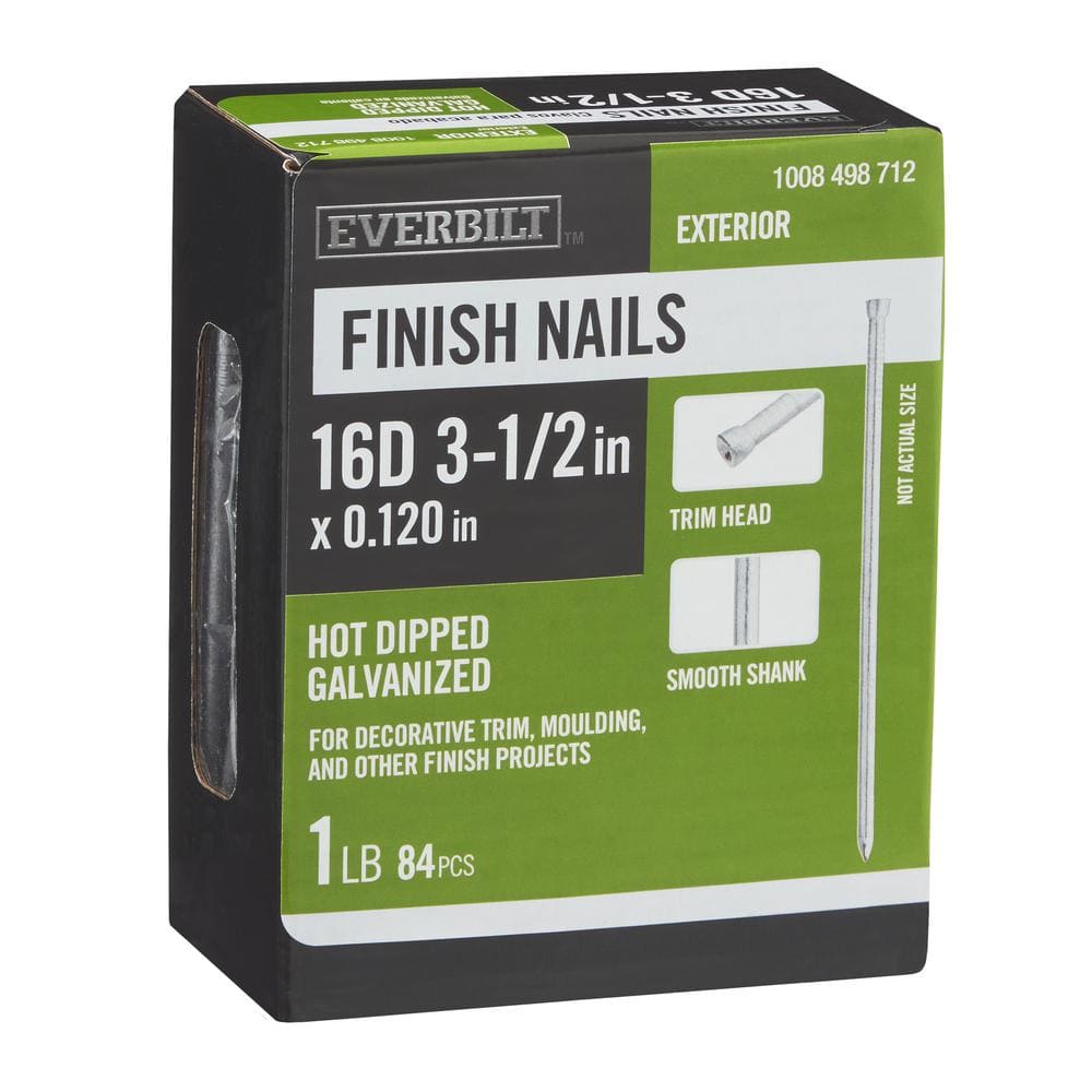 Everbilt 3-1/2 in. x 16D Hot Dipped Galvanized Non-Collated Finishing ...