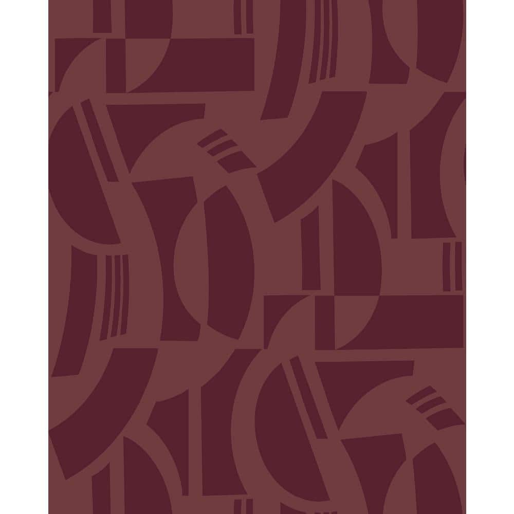SCOTT LIVING Carter Red Burgundy Geometric Flock Wallpaper Sample 4034 ...