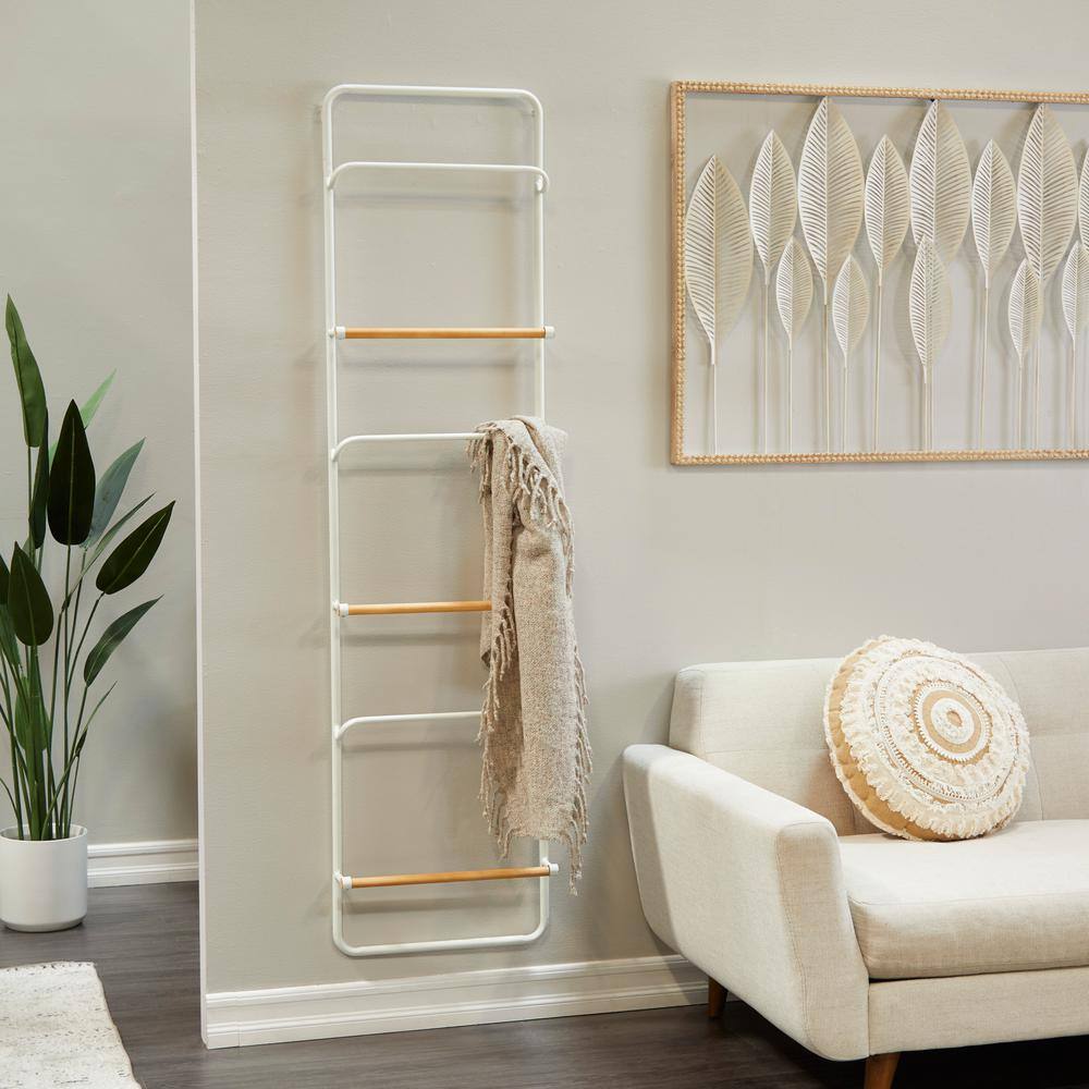 Litton Lane 70 in. x 18 in. White Metal Modern Ladder 041481 - The Home ...