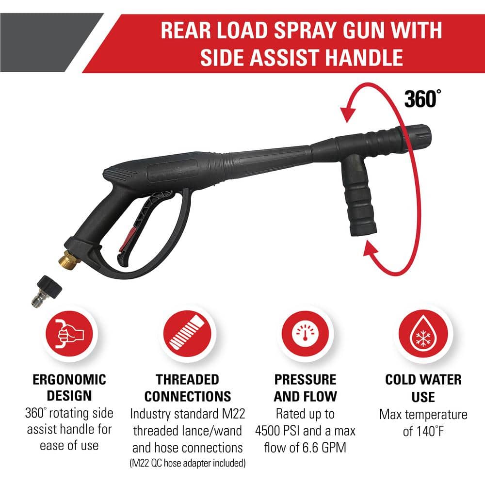 Buy Spray Gun with Side Assist Handle, M22 Connections for Cold Water ...