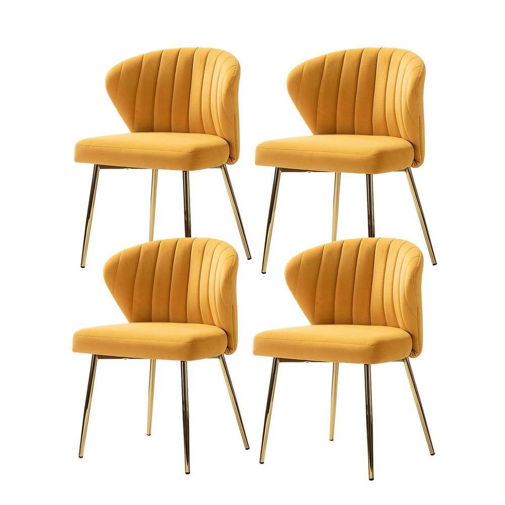 JAYDEN CREATION Olinto Mustard Side Chair with Metal Legs Set of 6 ...