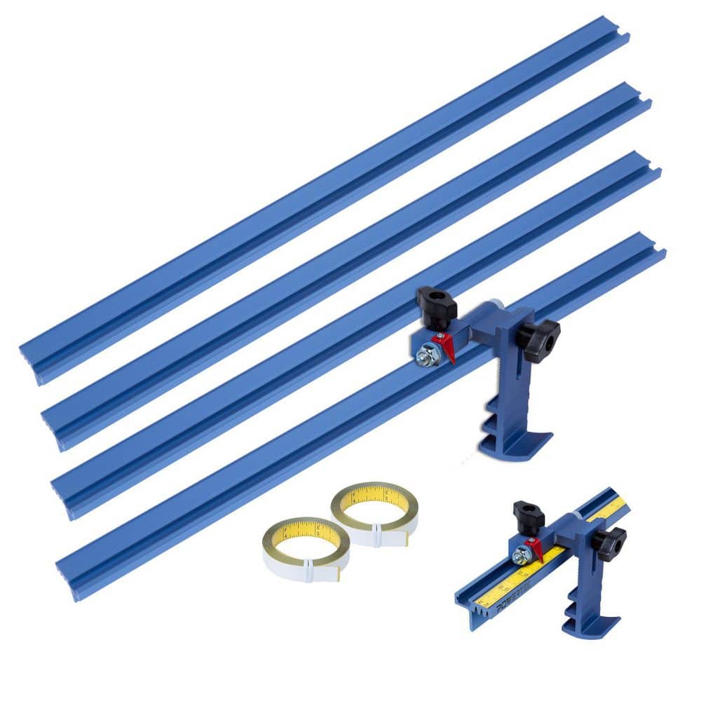 ‎POWERTEC Miter Saw Fence, Includes T Track Stop Kit, Tape Measures and ...