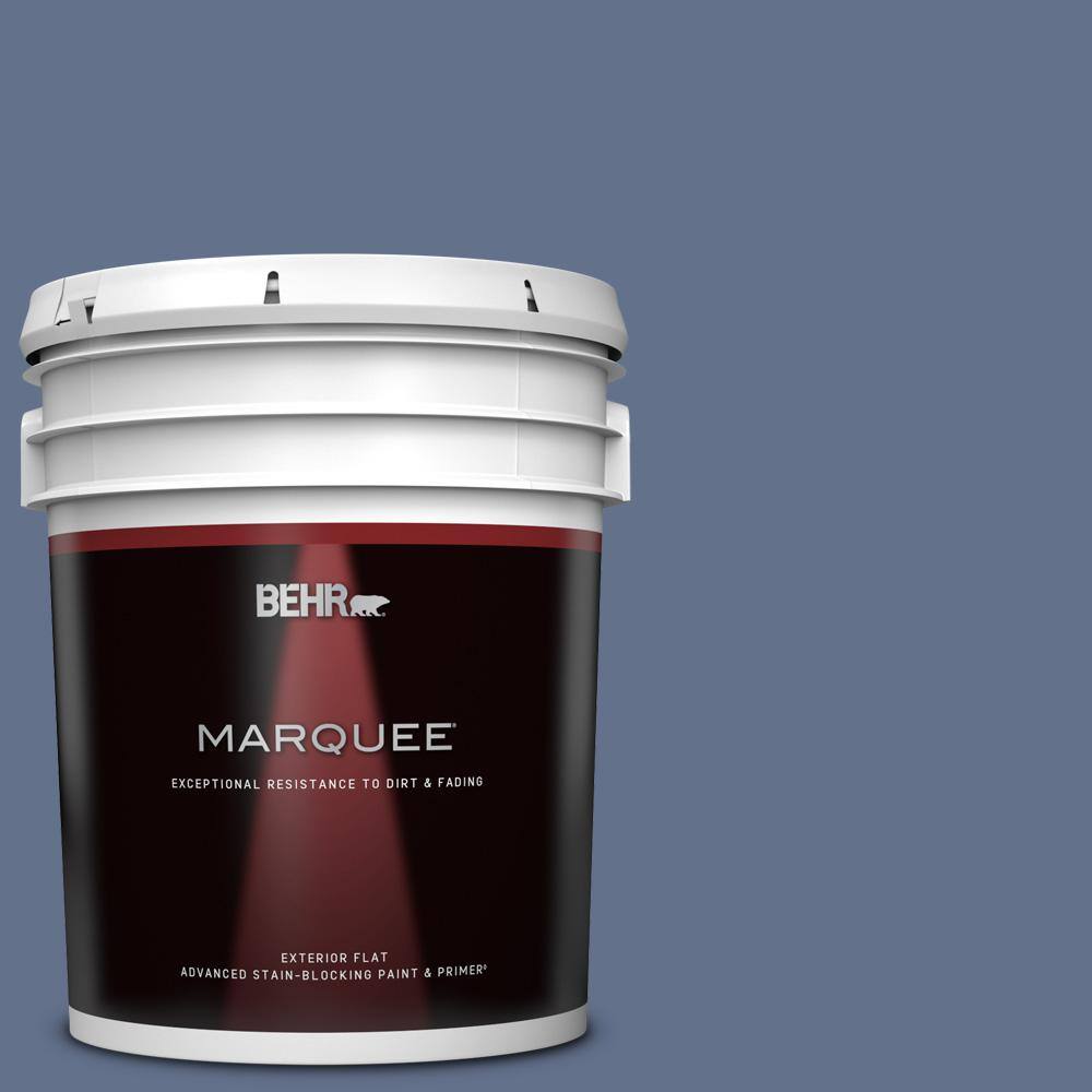 BEHR MARQUEE 5 gal. #600F-6 Atlantic Blue Flat Exterior Paint & Primer ...