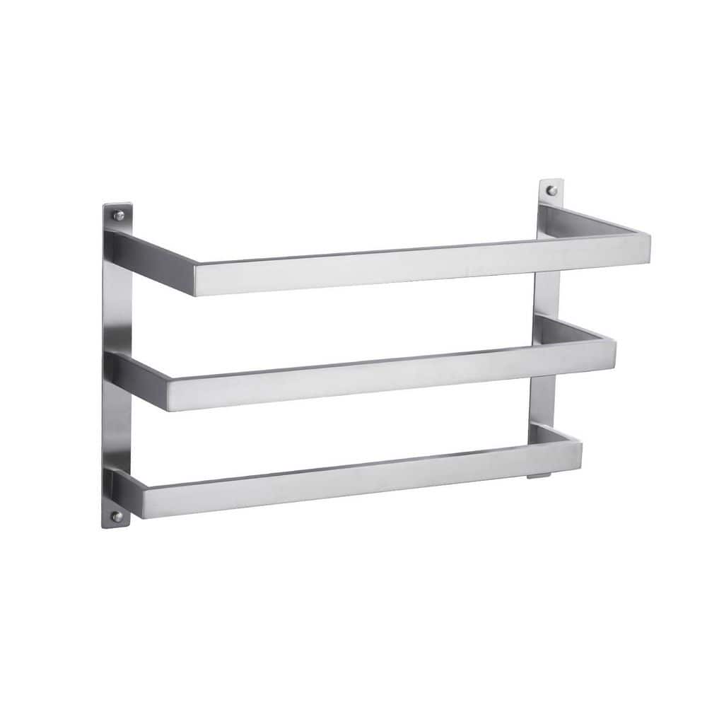 WOWOW 20 in. Stainless Steel Wall Mounted Triple Towel Rack in Brushed ...