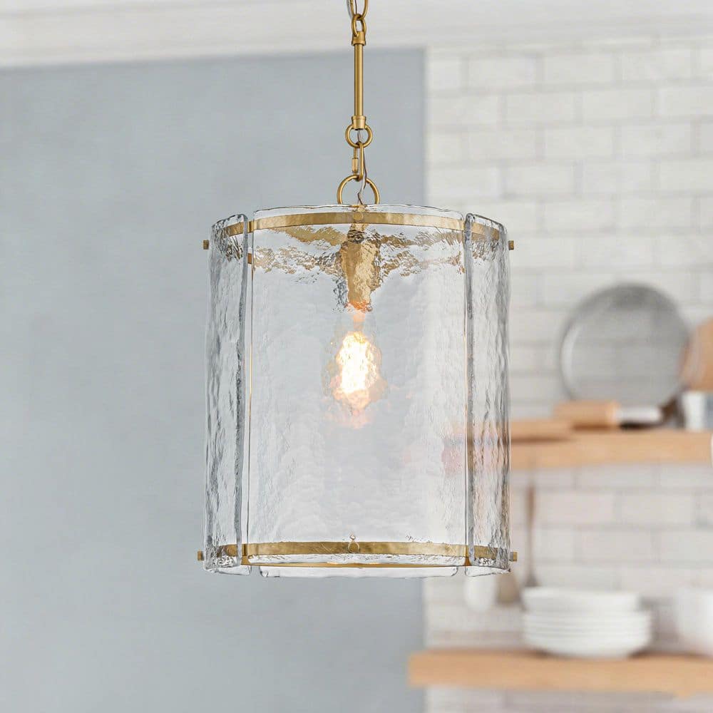 Y'INSP 12.6 in. 1-Light Modern Farmhouse Gold Adjustable Chain Pendant ...