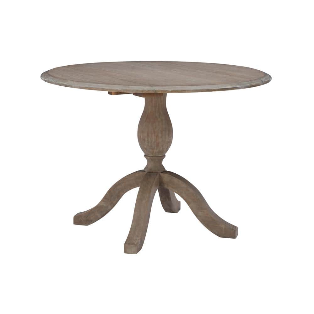 Linon Home Decor Conway Greywash 42" Round Drop Leaf Table with a Solid ...