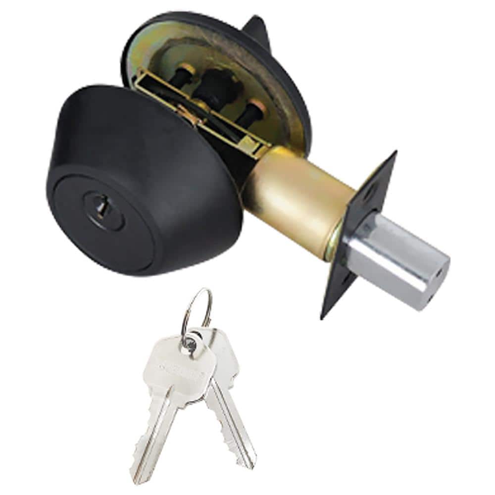 Premier Lock Matte Black Single Cylinder Deadbolt WITH 2 KW1 Keys DB11 ...