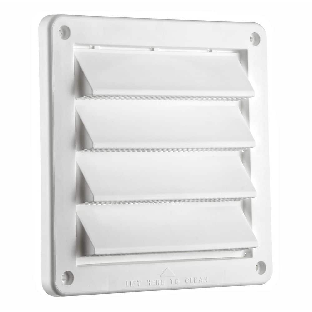 Lambro 6 in. White Plastic Fresh Air Intake Vent with Rain Guard and ...