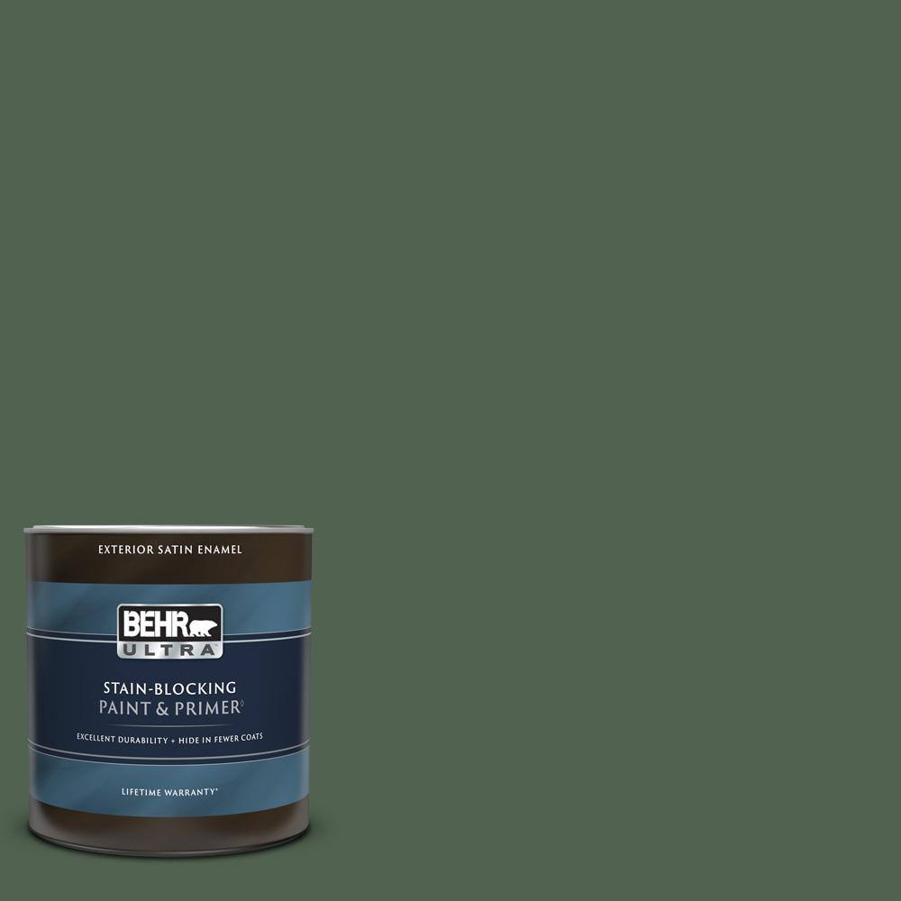 BEHR ULTRA 1 qt. #BXC-60 Pasture Green Satin Enamel Exterior Paint ...