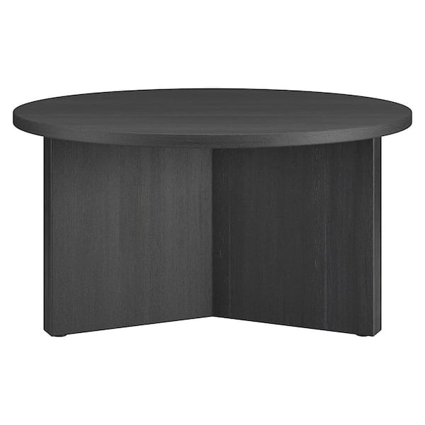 Meyer&Cross Anders 32 in. Antiqued Charcoal Gray Round Particle Board ...