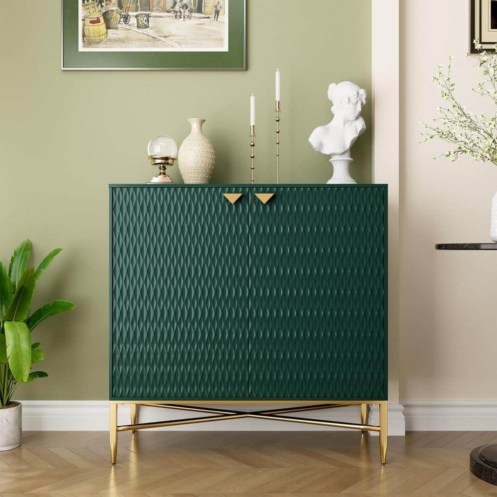 Boyel Living 32.8 in. H 2 Door Green Locker Accent Storage Cabinet with ...