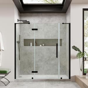 OVE Decors Tampa 64 1 16 in. W x 72 in. H Pivot Frameless Shower Door in Black 828796055130 The Home Depot