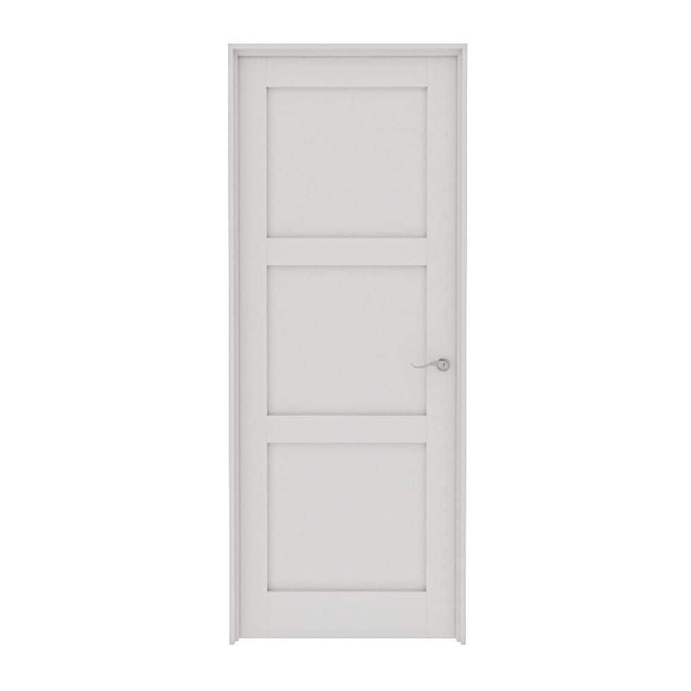 ARK DESIGN 30 in. x 80 in. 3-Panel Blank Left-Hand White Solid Core ...