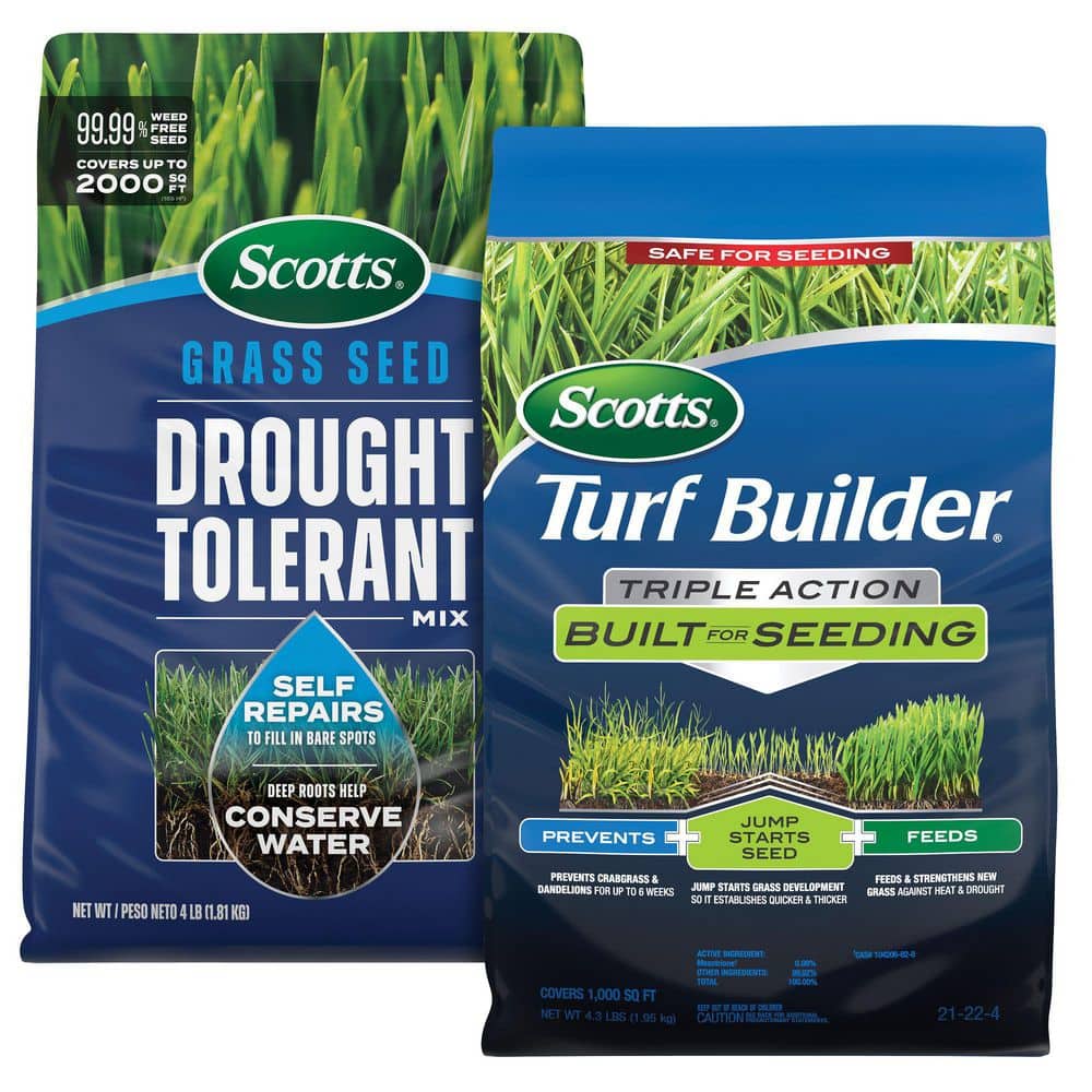 Scotts Turf Builder Grass Seed Drought Tolerant Mix and Triple Action ...