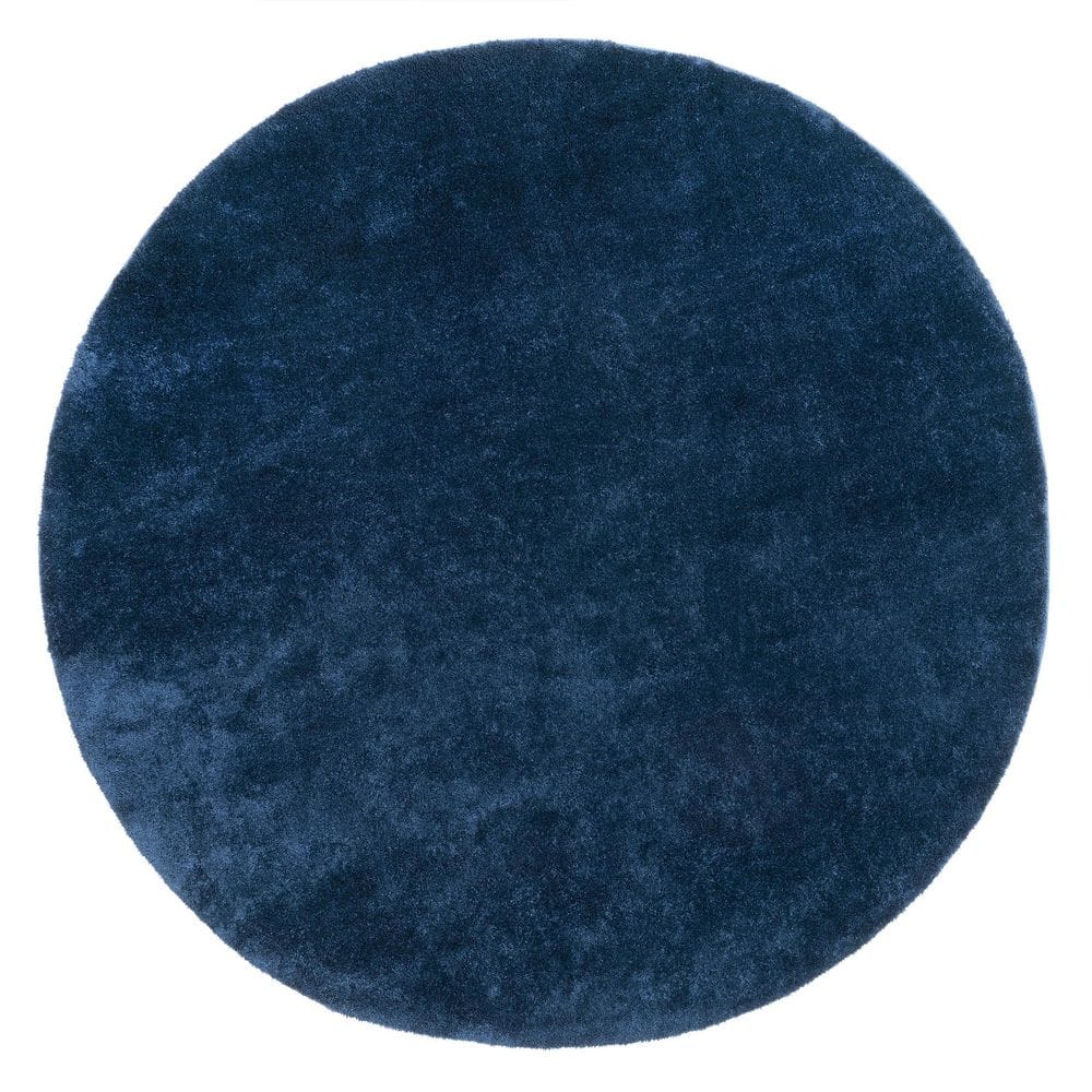 nuLOOM Loni Solid Machine Washable Shag Navy 4 ft. x 4 ft. Area Rug ...