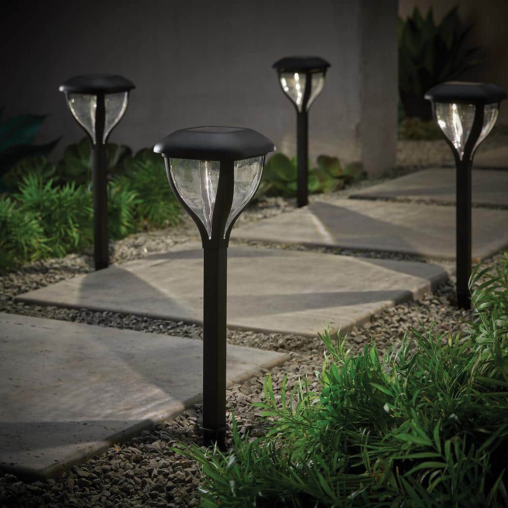 Hampton Bay Tallulah Falls Black Integrated LED Weather Resistant ...