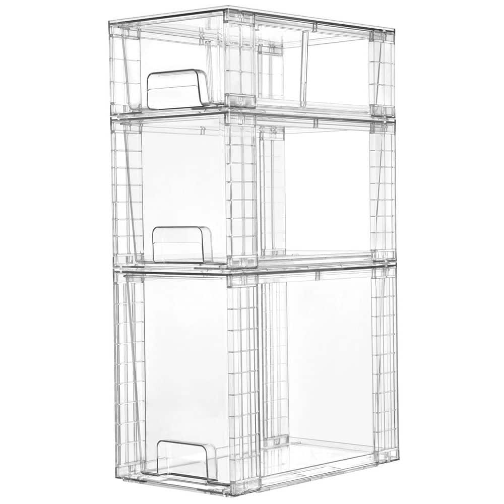 Afoxsos Clear 12in x 9.7in Acrylic Stackable Storage Drawers Organizer ...
