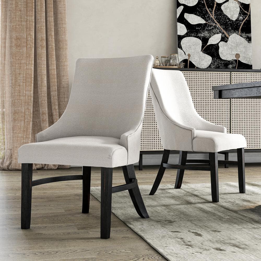 Furniture of America Daniels Beige Fabric Wingback Dining Chair With ...