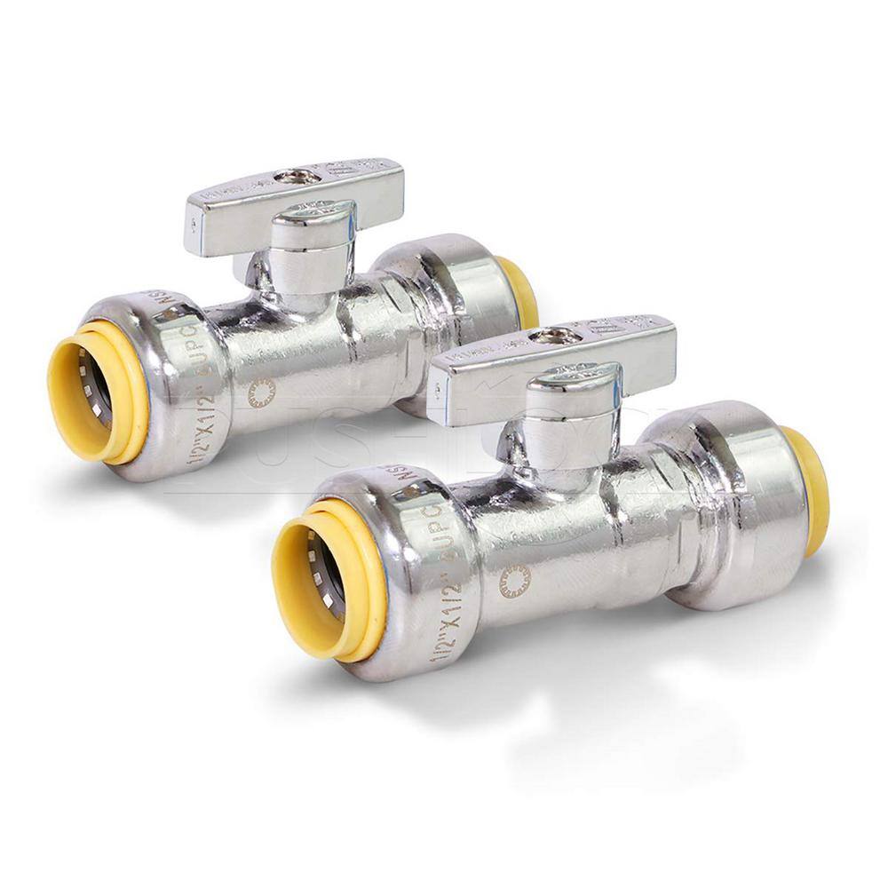 PLUMBFLEX 1/2 in. Push to Connect x 1/2 in. Push 1/4 Turn Straight Stop ...